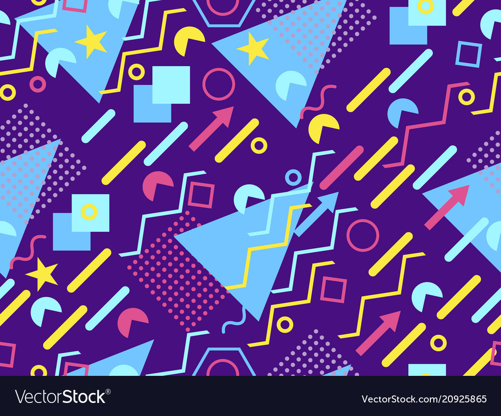Memphis seamless pattern geometric elements Vector Image