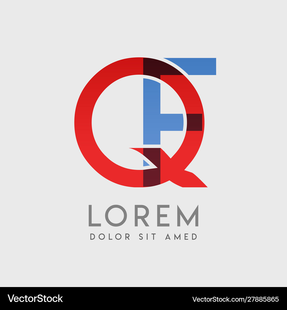 Qf logo letters with blue and red gradation Vector Image