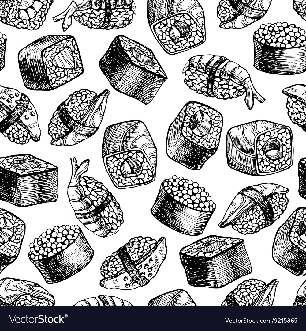 Seamless sushi pattern Royalty Free Vector Image Seamless sushi pattern Royalty Free Vector Image