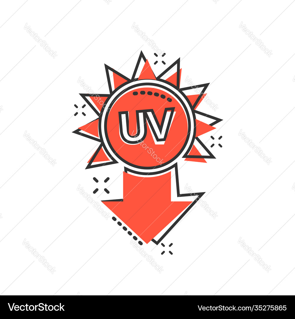 Uv radiation icon in comic style ultraviolet Vector Image