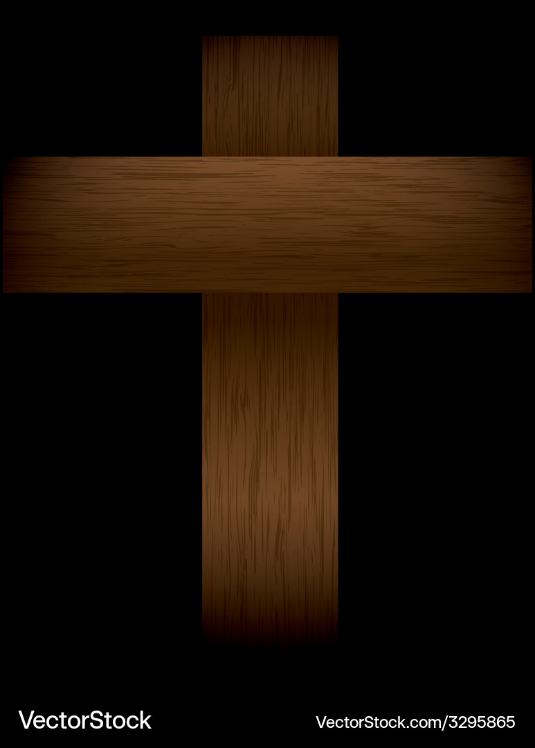 Wooden cross in shadows Royalty Free Vector Image
