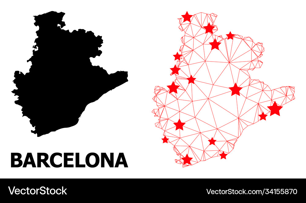 2d polygonal map barcelona province with red Vector Image