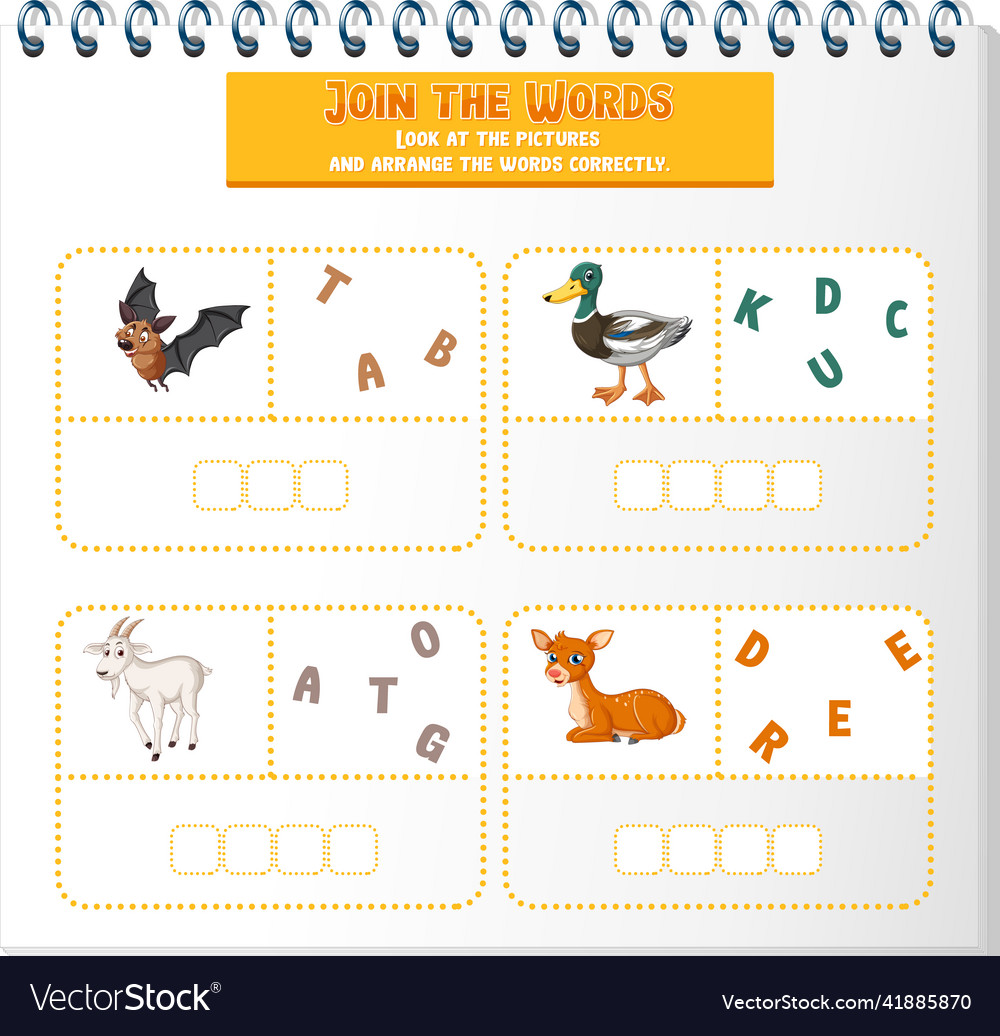 Arrange the letters in order with pictures Vector Image