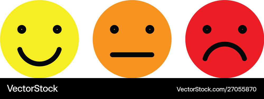 Basic emoticons set three facial expression Vector Image