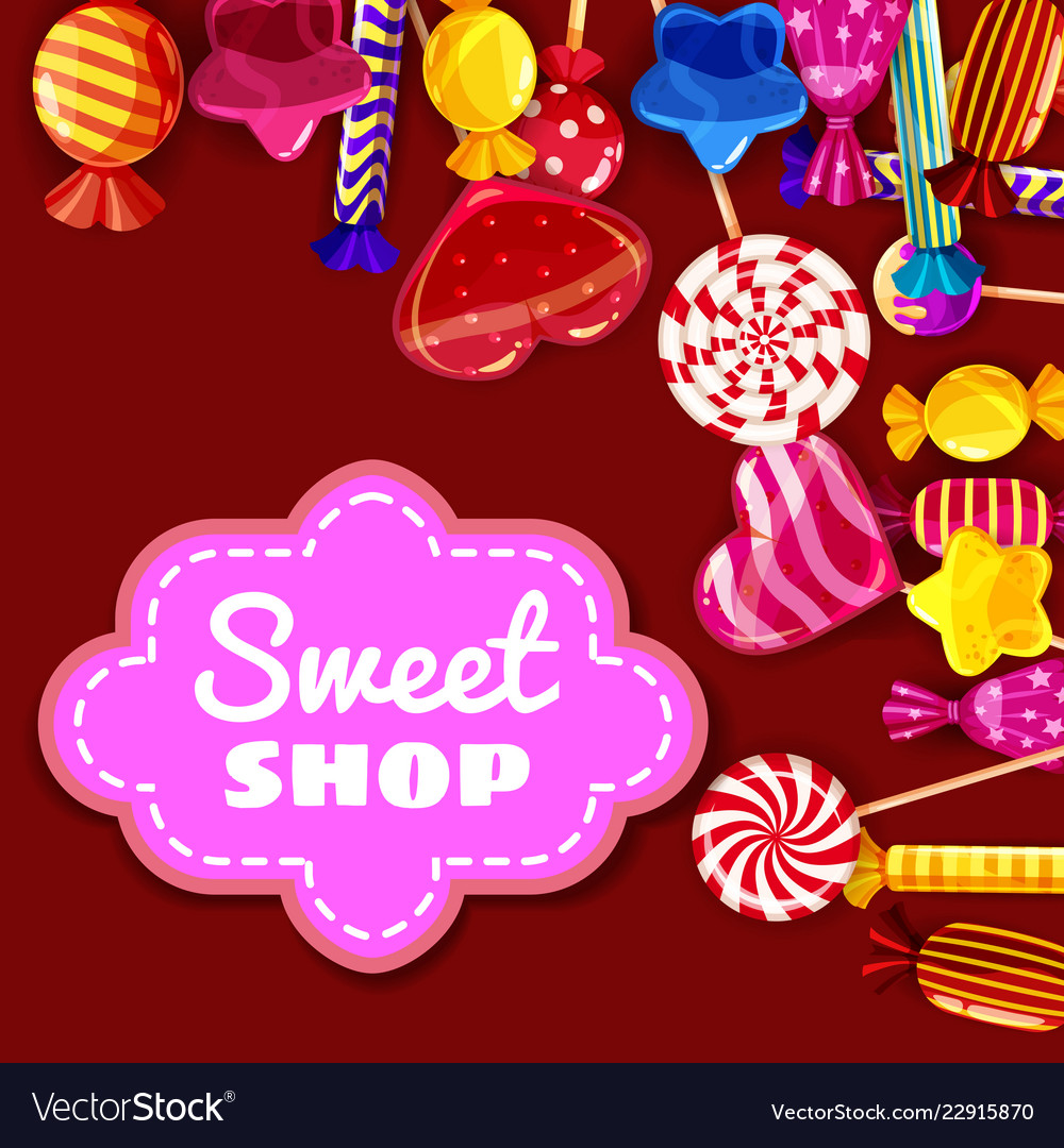 Candy sweet shop background set of different Vector Image