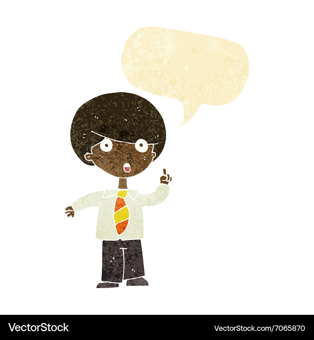 Cartoon school boy answering question with speech Vector Image