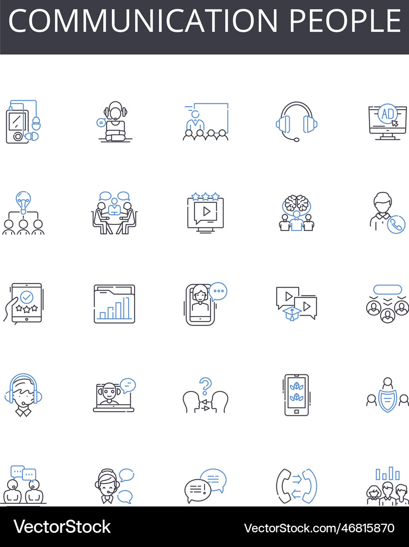 Communication people line icons collection Vector Image