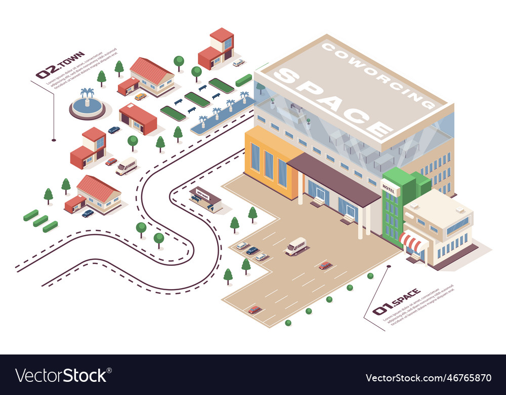 Coworking space concept 3d isometric web Vector Image