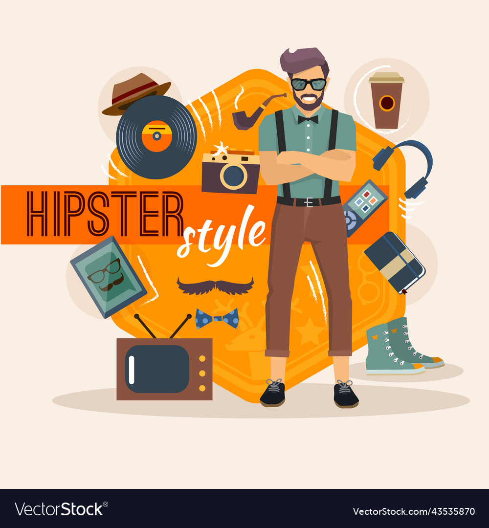 Male hipster character pack Royalty Free Vector Image