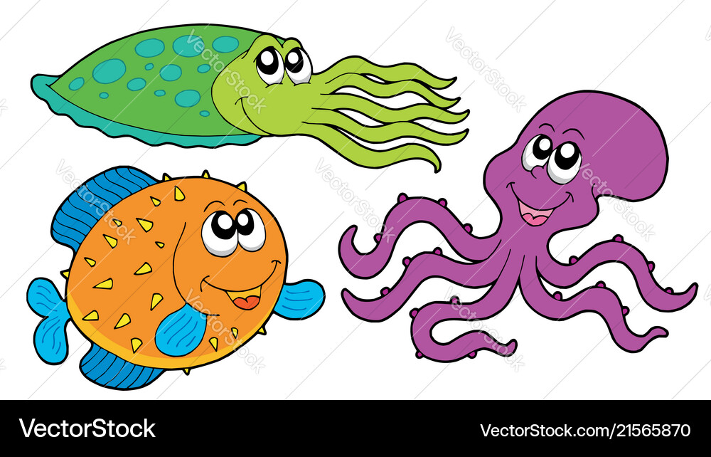 Marine species collection Royalty Free Vector Image