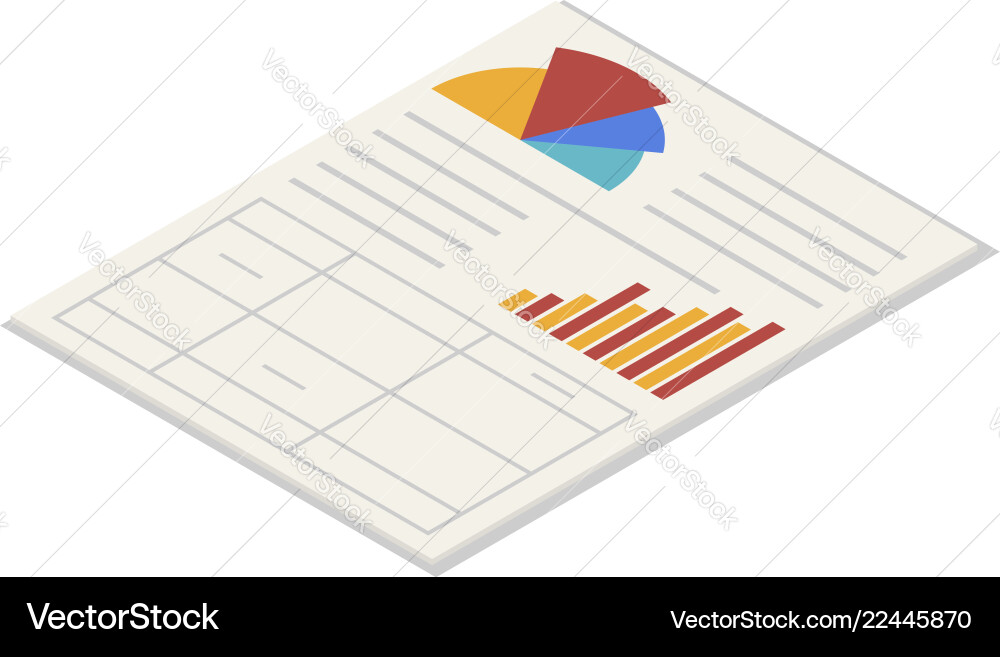 Office paper icon set isometric style Royalty Free Vector
