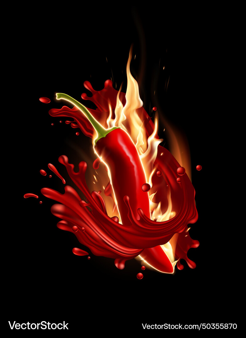 Red hot pepper on fire a special transparent Vector Image