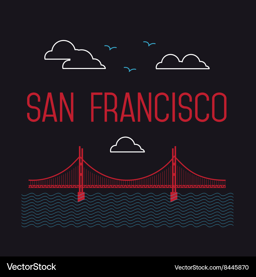 San francisco golden gate bridge francisco Vector Image