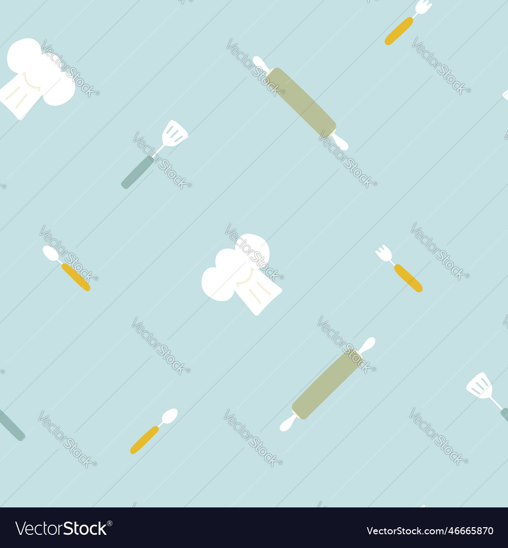 Seamless kitchen set repeat pattern background Vector Image