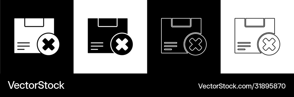 Set carton cardboard box and delete icon isolated Vector Image