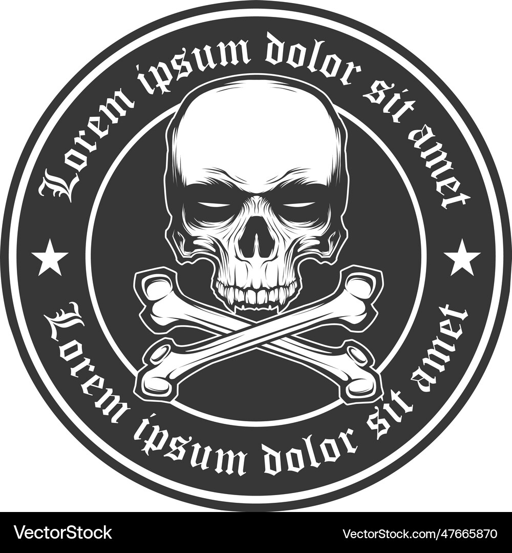 Skull and crossbones emblem logo Royalty Free Vector Image