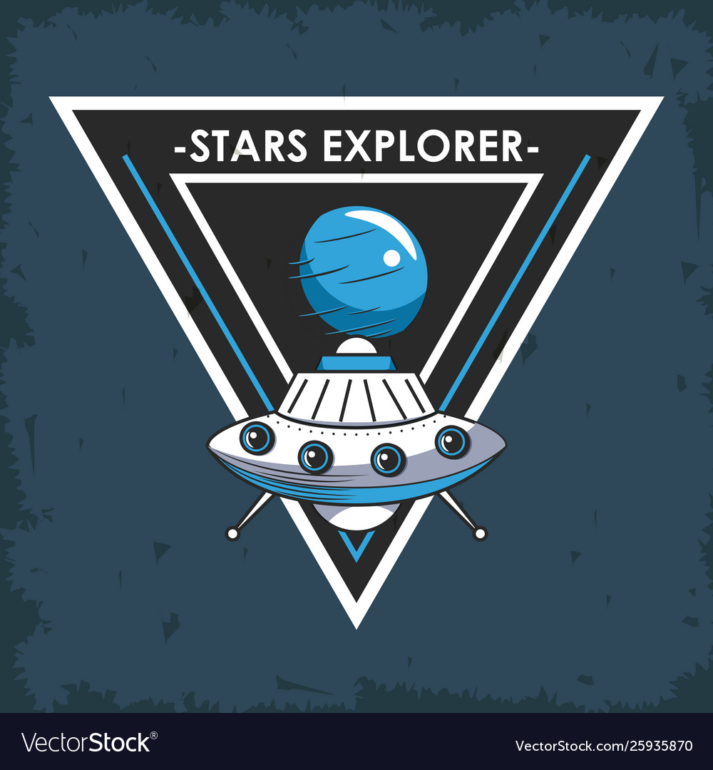 Space explorer patch emblem design Royalty Free Vector Image