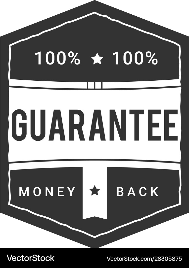 100 money back guaranteed badge Royalty Free Vector Image