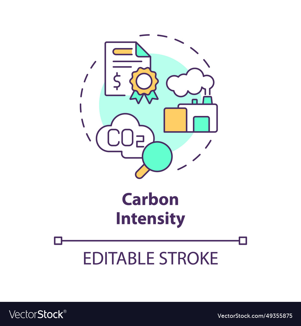 2d Thin Linear Icon Carbon Intensity Concept Vector Image