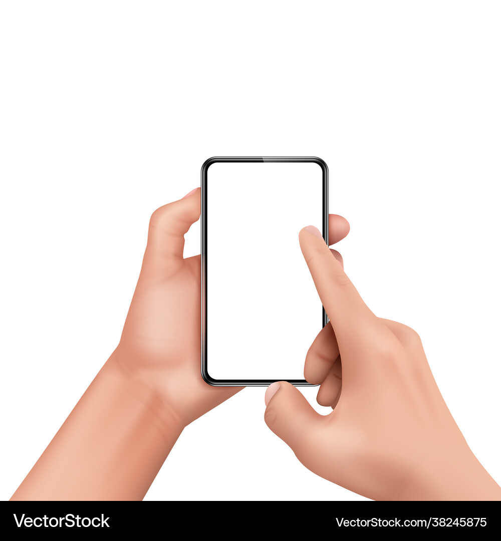 3d realistic human hand holding smartphone Vector Image