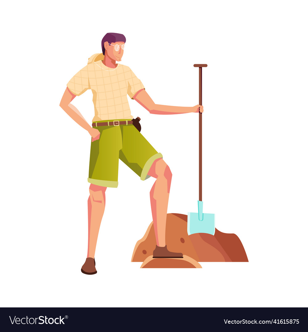 Archeological digging flat composition Royalty Free Vector