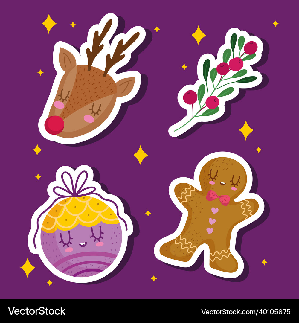 Christmas stickers icons Royalty Free Vector Image