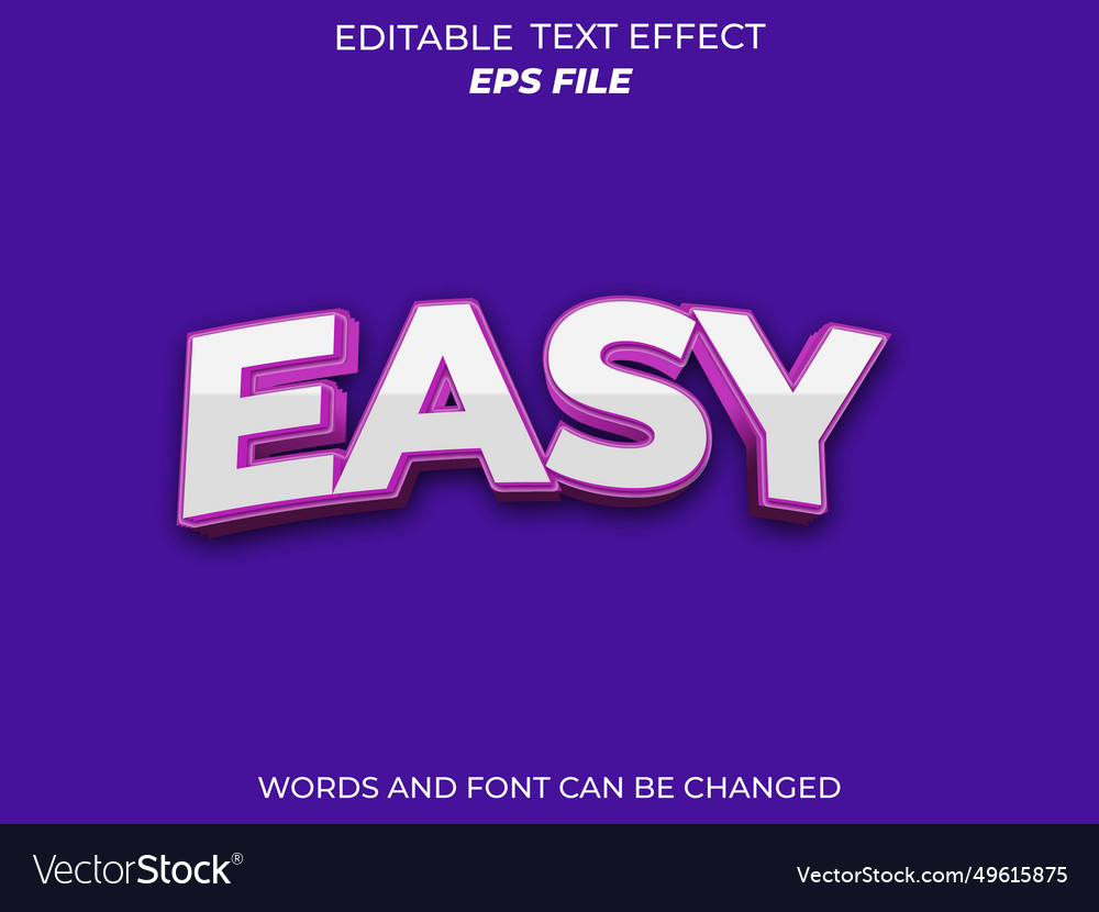 Easy text effect font editable typography 3d Vector Image