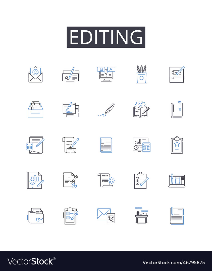 Editing Line Icons Collection Proofreading Vector Image