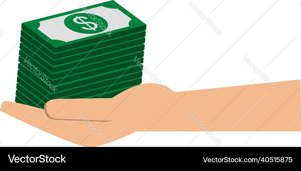 Money in hand on white Royalty Free Vector Image