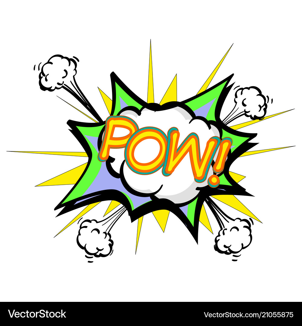 Pow colorful speech bubble and explosions in pop Vector Image
