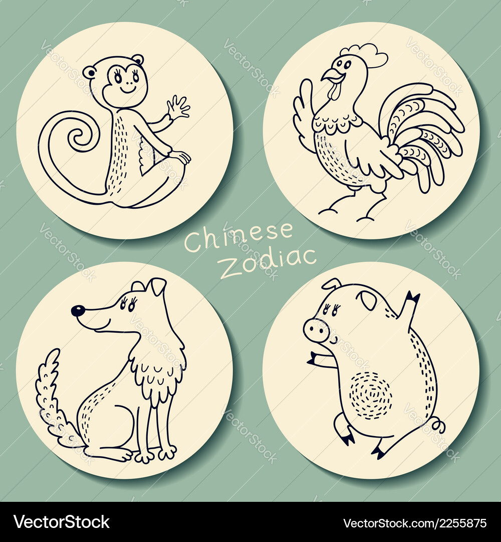 Set chinese zodiac signs Royalty Free Vector Image
