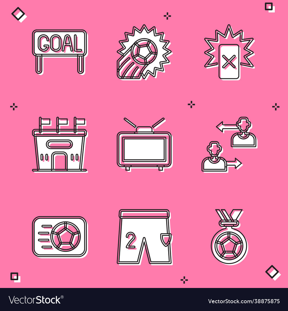 Set goal soccer football soccer red card Vector Image