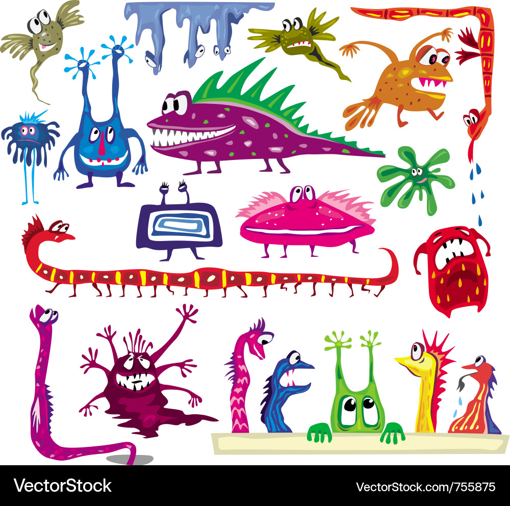 Set of colored cartoon monsters Royalty Free Vector Image