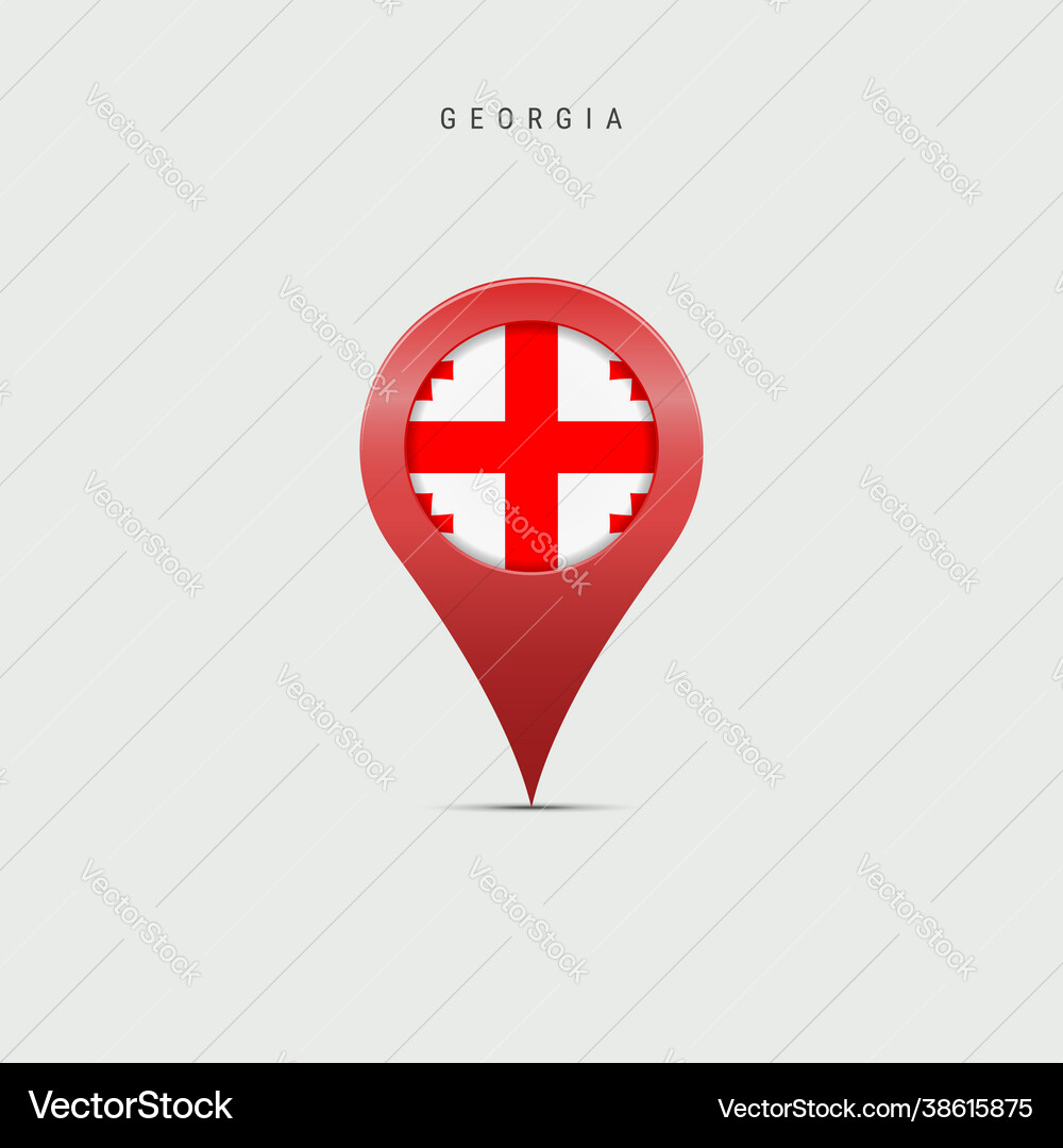 Teardrop map marker with flag georgia Royalty Free Vector