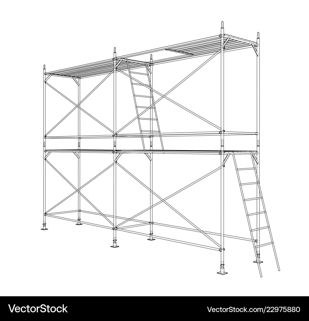 3d outline scaffold rendering of Royalty Free Vector Image
