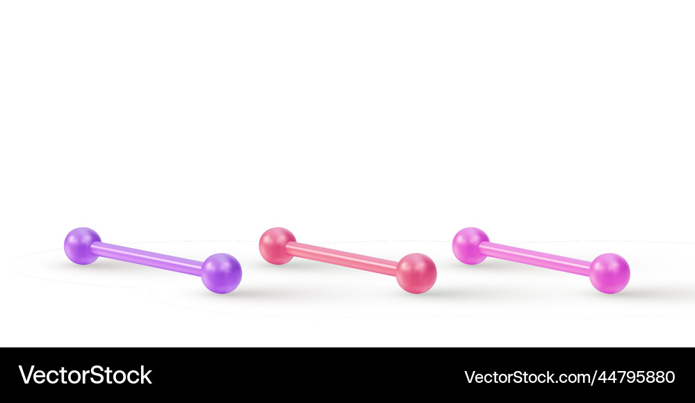 3d three realistic piercing jewelry barbell Vector Image