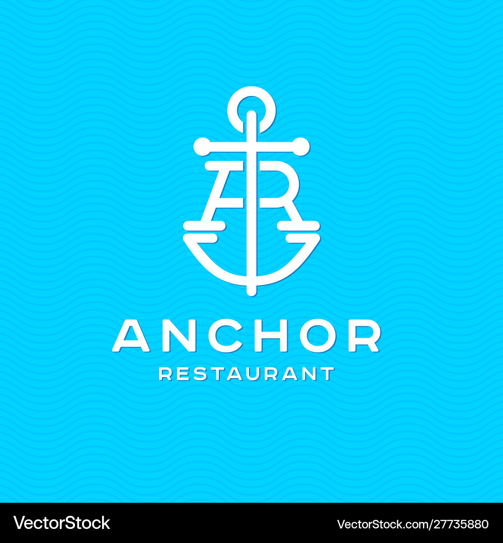 A and r monogram anchor restaurant logotype logo Vector Image