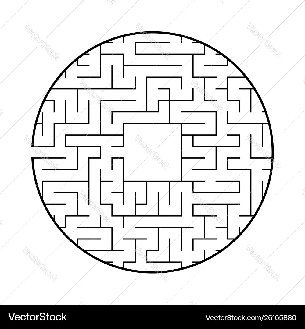 A round labyrinth with an entrance and exit Vector Image