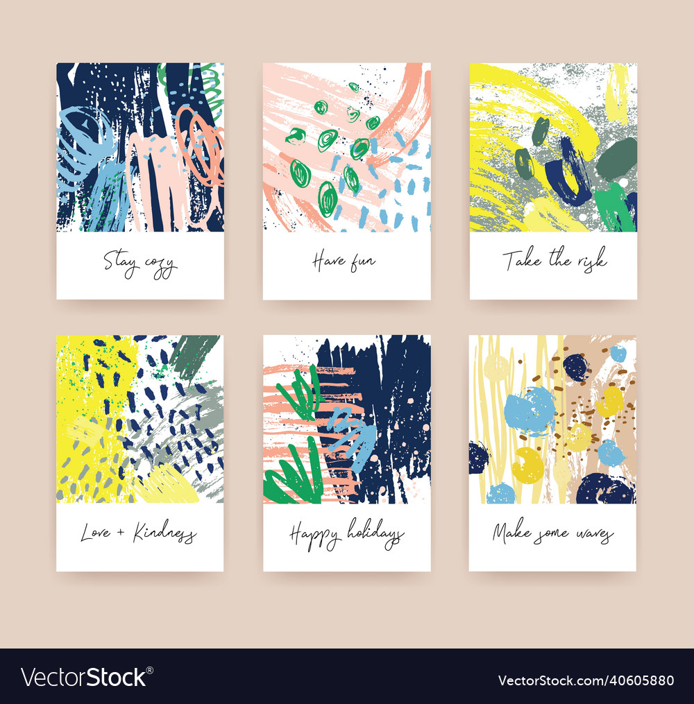 Bundle of greeting card or postcard templates Vector Image