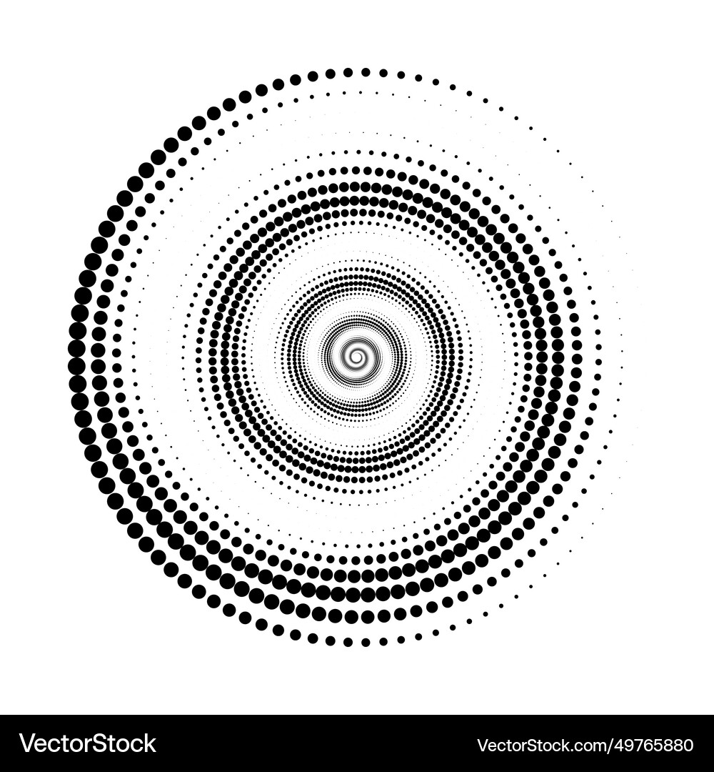 Dotted spiral lines element radial helix halftone Vector Image