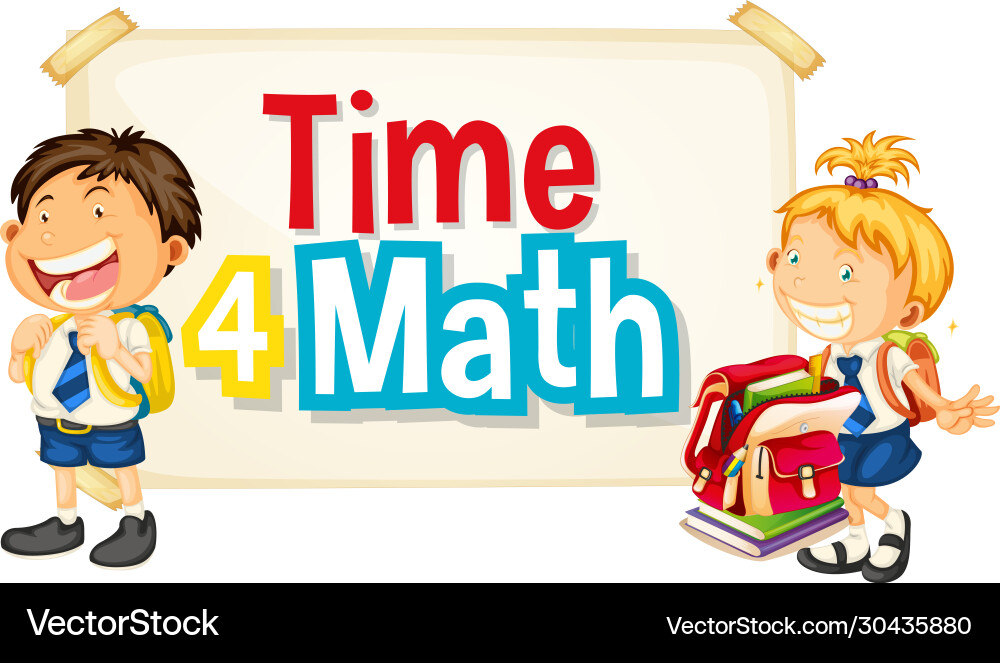Font design for word time 4 math with two happy Vector Image
