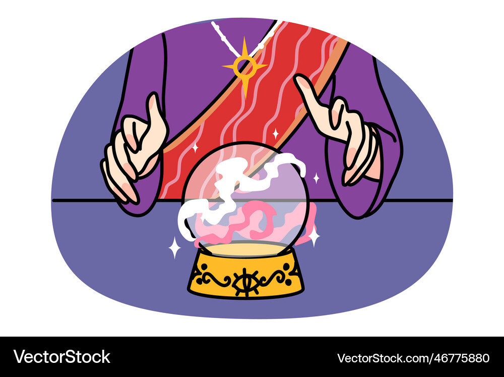 Fortune teller with crystal ball predict fate Vector Image