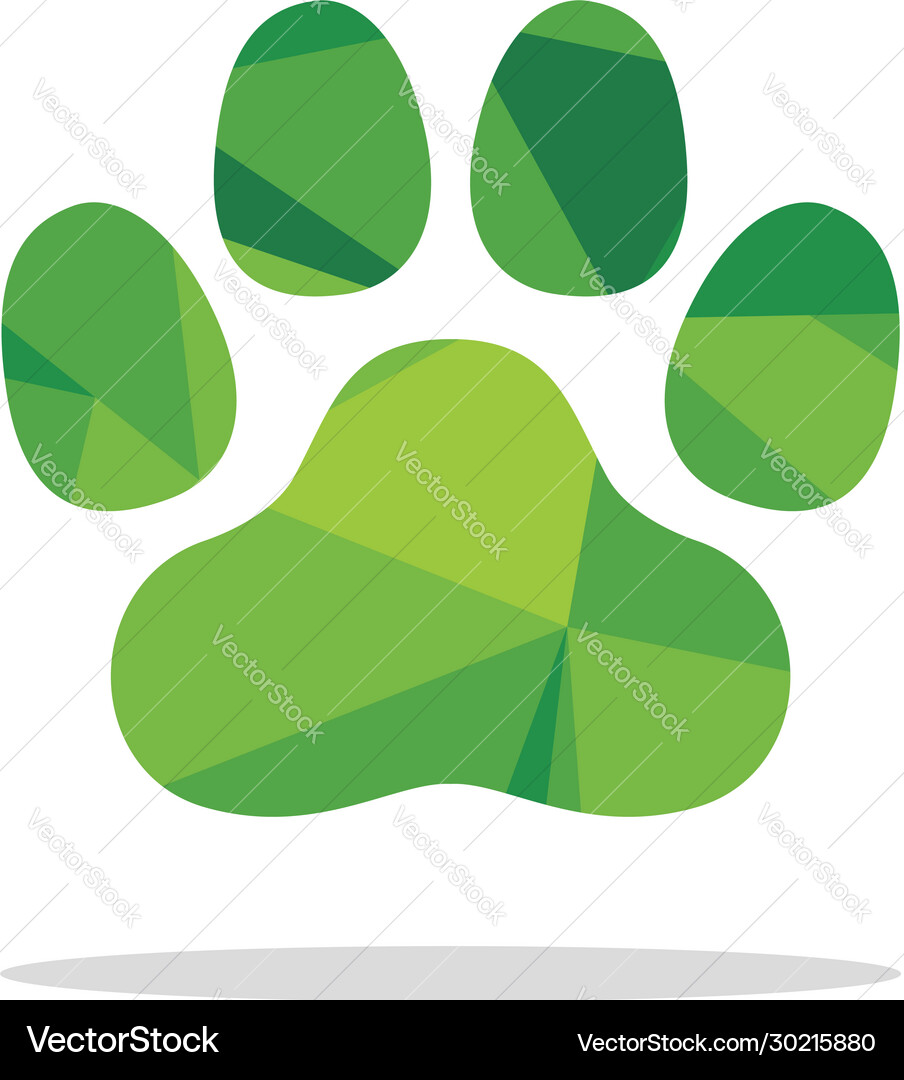 Green polygonal paw print logo template design Vector Image