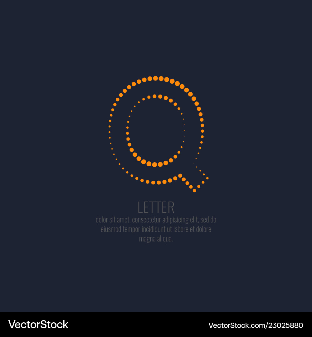 Modern dotted letter q latin alphabet Royalty Free Vector
