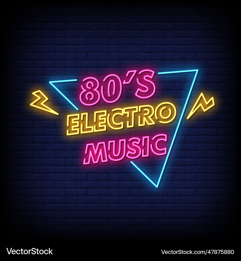 Neon sign 80s electro music Royalty Free Vector Image