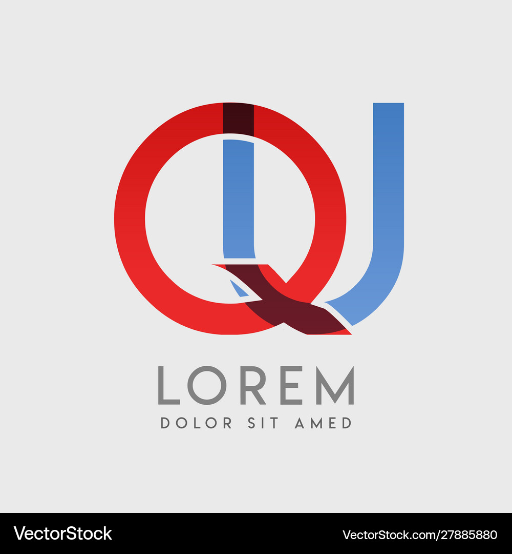 Qu logo letters with blue and red gradation Vector Image