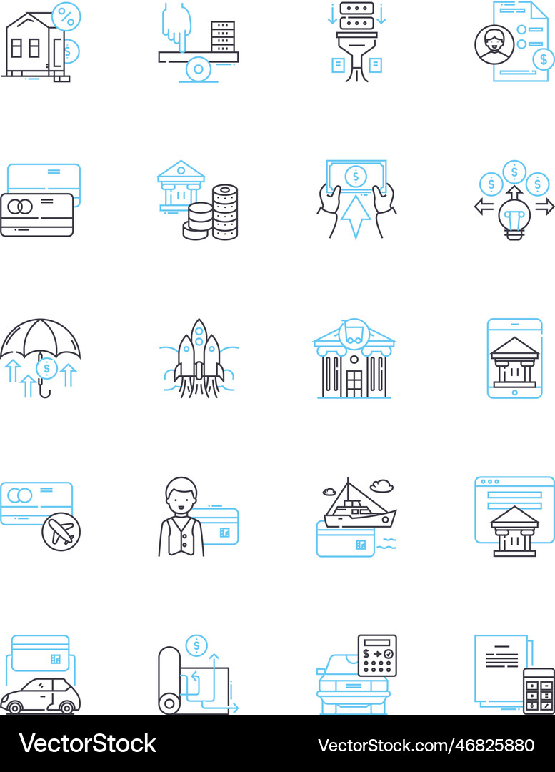 Risk protection linear icons set insurance Vector Image