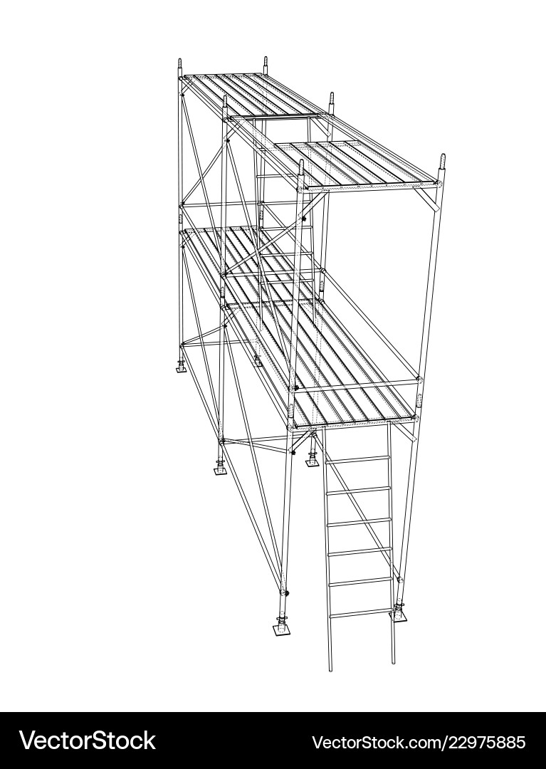 3d outline scaffold rendering of Royalty Free Vector Image