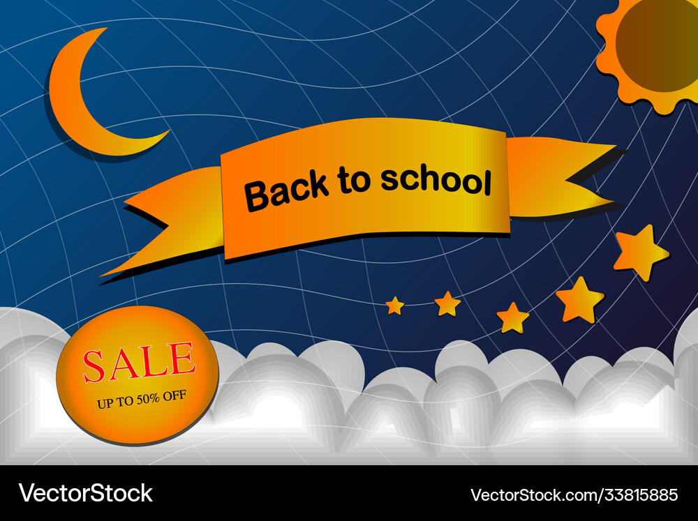 Back to school with star moon cloud and sun Vector Image