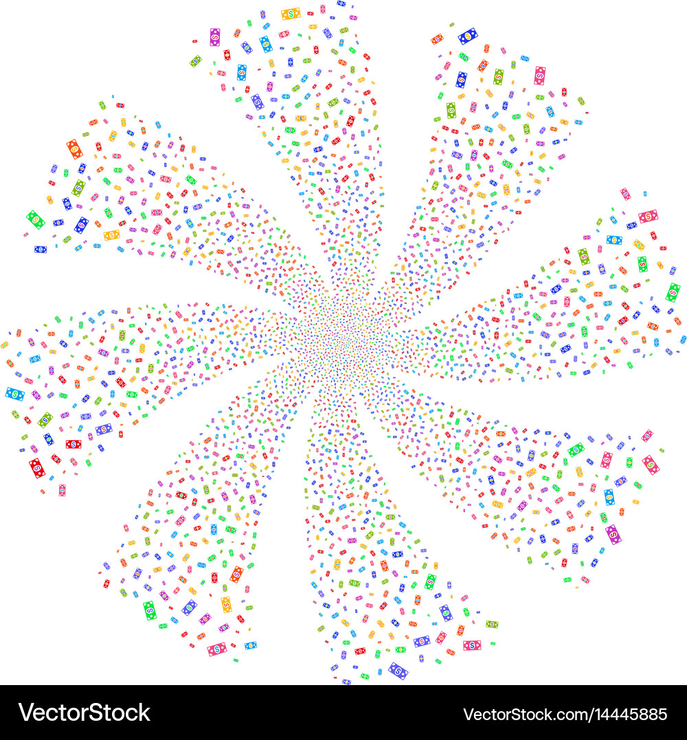 Banknote fireworks swirl rotation Royalty Free Vector Image